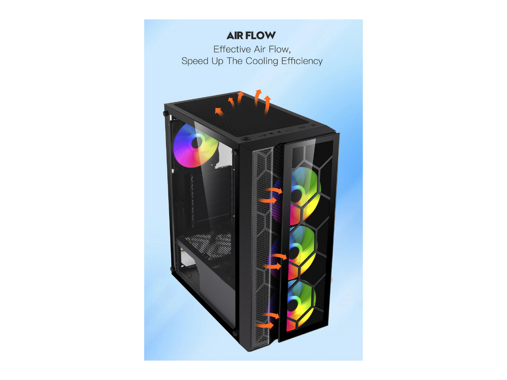 DIYPC Dragon-ARGB Black USB 3.0 Steel / Tempered Glass ATX Mid Tower C – Retailking.com