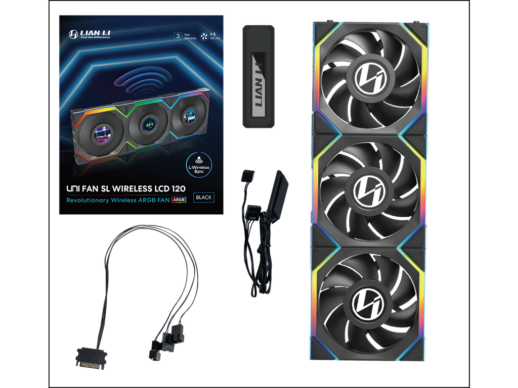 Lian Li UNI Fan SL - LCD Wireless 120 - Triple Pack - ARGB Fan - 1.6" – Retailking.com