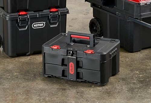 KETER STACK-N-ROLL TWO DRAWER TOOL BOX FOR SMALL PARTS, KETER MODULAR ...