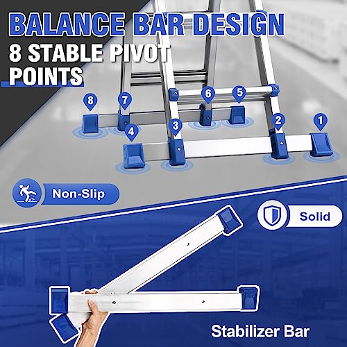 HB TOWER HBTOWER LADDER A FRAME 4 STEP EXTENSION LADDER 14 FT MULTI PO ...