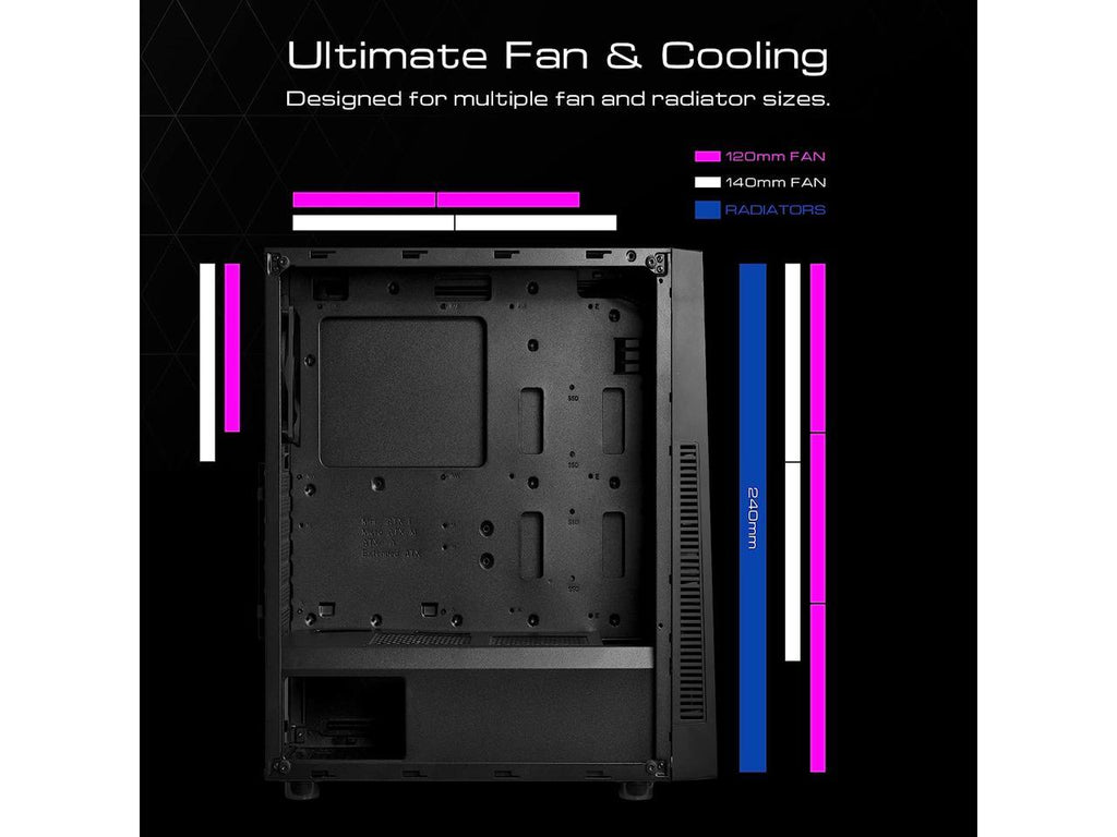 GAMDIAS Argus M1 Gaming E-ATX Mid-Tower PC Case, Left Tempered Glass w ...