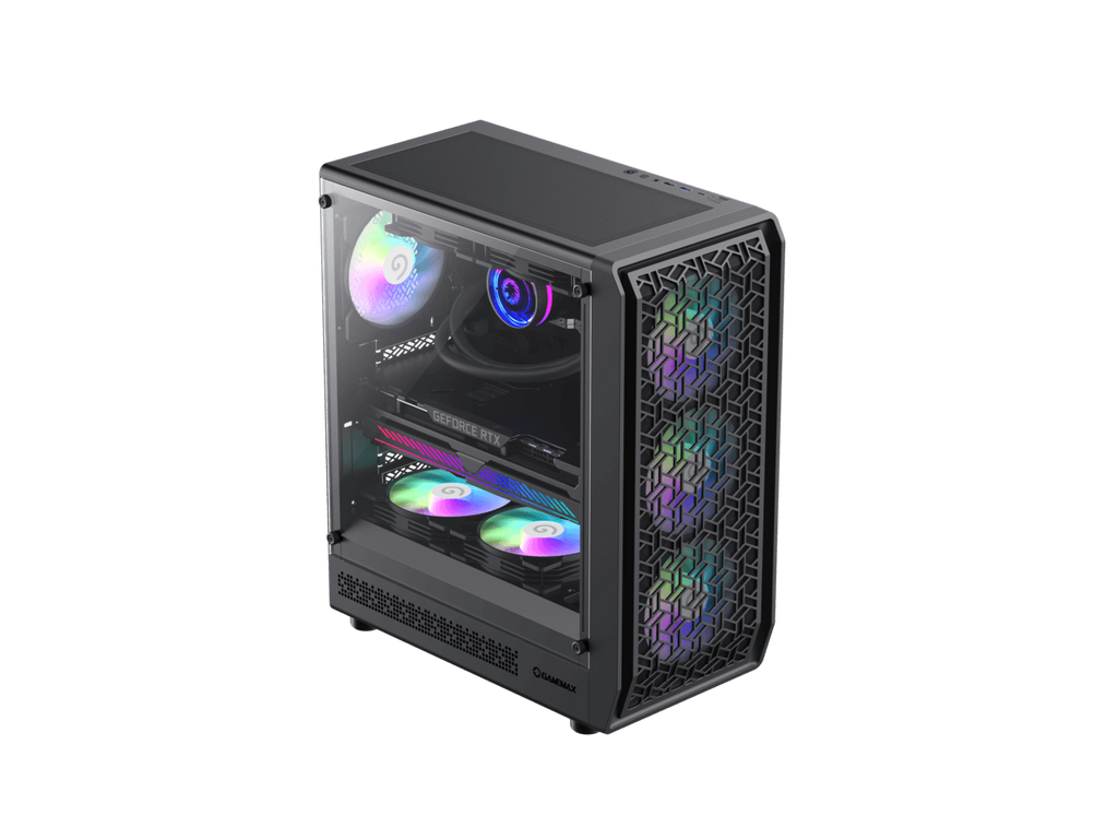 GAMEMAX Forge AB Black Tempered Glass USB3.0 and Type C Mid Tower ATX ...