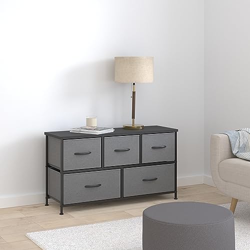 SWEETCRISPY DRESSER 5 DRAWERS CLOTHES CABINET WOOD TOP SURFACE - GRAY ...