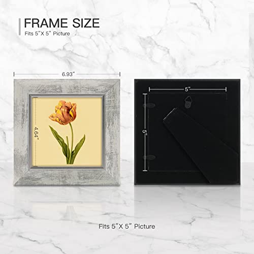 XUANLUO 5X5 PICTURE FRAMES SET OF 4 RUSTIC RETRO PHOTO FRAME TEMPERED ...