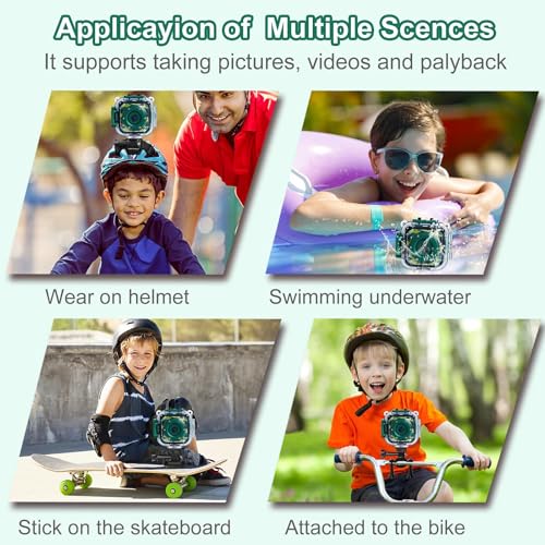 Prograce Kids Waterproof Camera Toy Underwater Video Camera 1080P - Gr ...