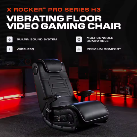 X ROCKER PRO SERIES H3 XL VIDEO GAMING FLOOR CHAIR WITH ARMRESTS - BLA ...
