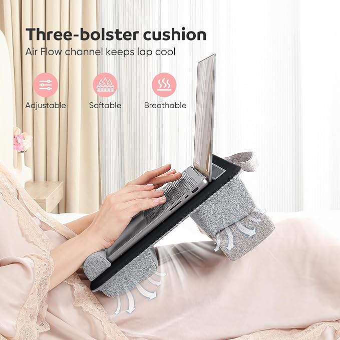 Adjustable Laptop Lap Desk Lap Desk Cushion Storage Function Cubbies L ...