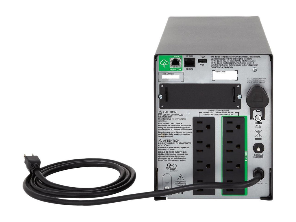 APC SMT1000C Smart-UPS, Line Interactive, 1000VA, Tower, 120V, 8x NEMA ...