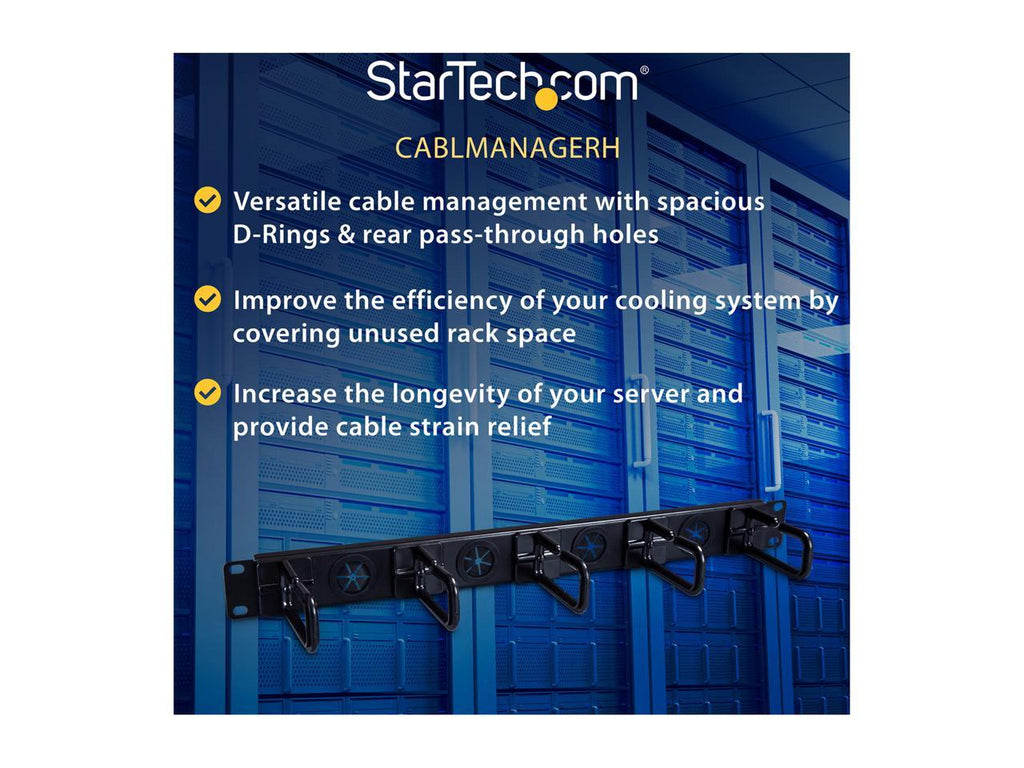 StarTech.com 1U Server Rack Cable Management Panel - Cable Manager ...