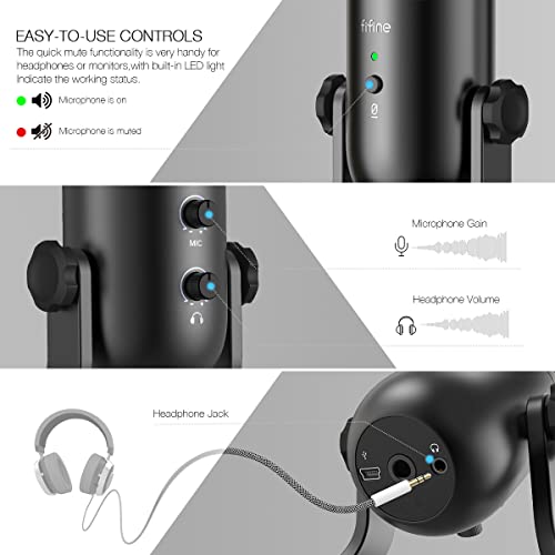 FIFINE IFINE USB PODCAST MICROPHONE RECORDING STREAMING CONDENSER GAMI ...