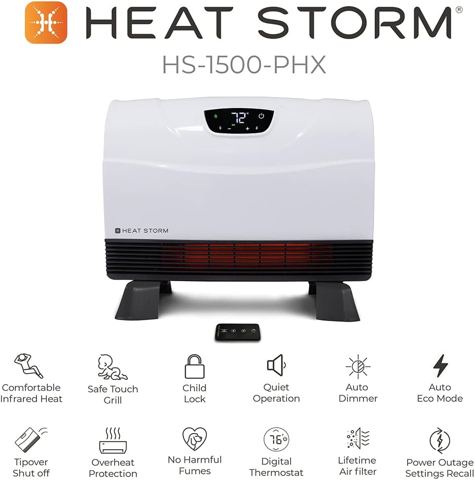 Heat Storm Phoenix Infrared Space Heater with Attachable Feet HS-1500 ...