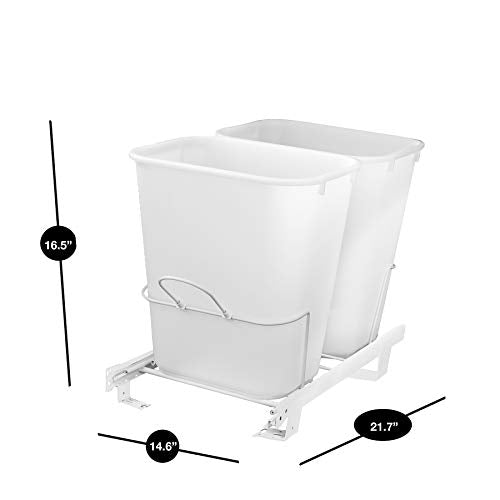 SMART DESIGN PULL OUT DUAL GARBAGE CAN SET OF 2, 6 GALLON WASTE BASKET ...