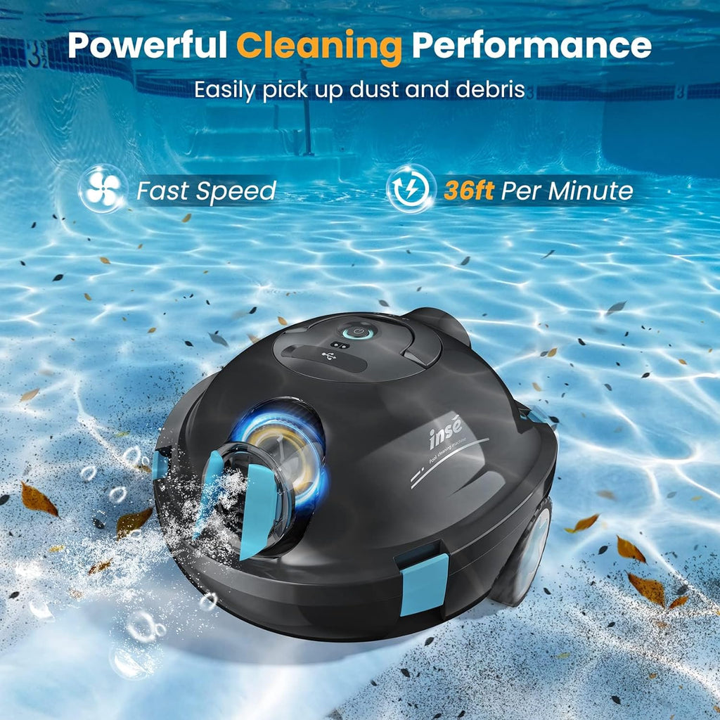 INSE Y10 Cordless Automatic Robotic Pool Cleaner - BLACK - Like New ...