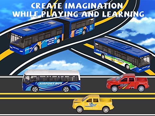 Crelloci BUS TOY 5PCS DIE CAST BLUE CITY BUSES MODEL PULL BACK CARS KI ...