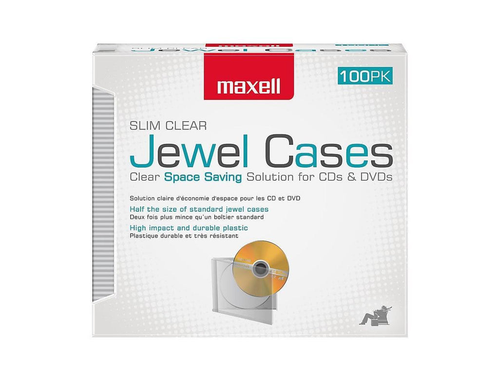 Maxell 190152 100Pk Cd-Slim100Cl Clear Slim 5Mm Jewel Cases ...