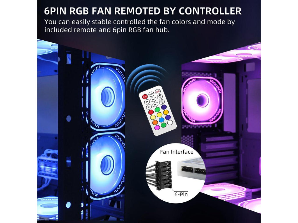 PANO-MOUNTS 120mm RGB Fans 12V Quiet Gaming PC Computer LED CPU Cooler ...