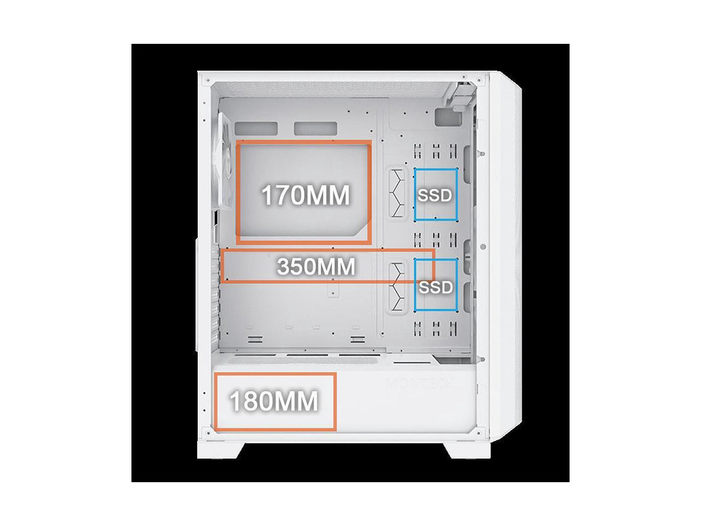 MONTECH SKY ONE LITE ATX Gaming Computer Case with 3 High Airflow Fans ...