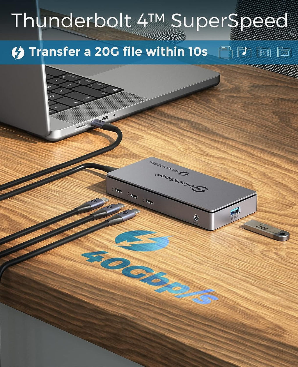 UtechSmart Thunderbolt 4 Dock Mini 4 hub 8K Display T4803 - Silver Lik ...