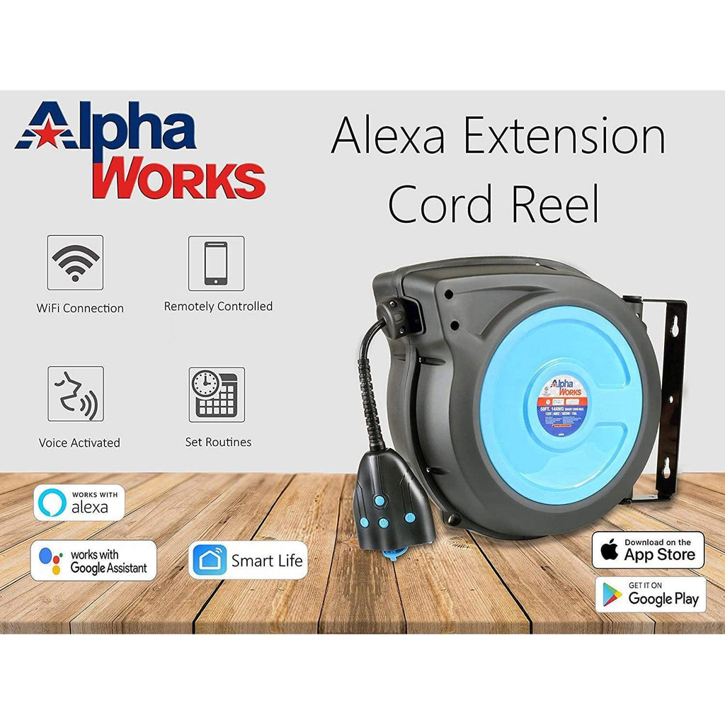AlphaWorks Mountable Retractable Extension Smart Cord Reel (Alexa, Goo ...