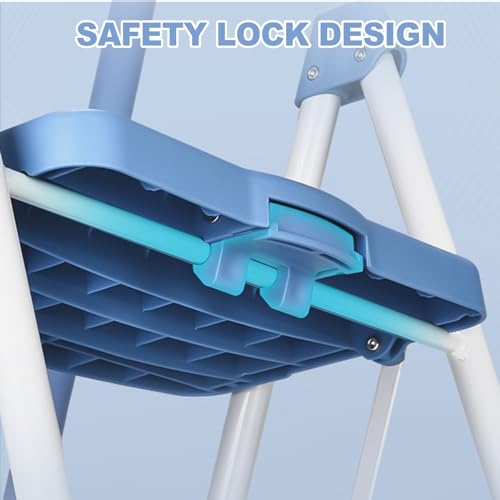 HBTower 5 Step Ladder with Handrails, Folding Step Stool with Tool Pla ...