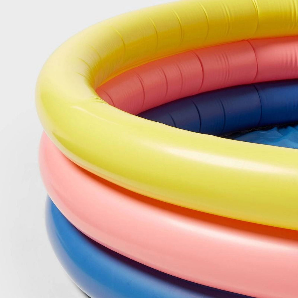 SUN SQUAD 3 RING POOL 105 GAL ROUND KIDDIE POOL - YELLOW/PINK/NAVY - L ...
