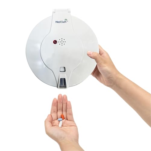 MED E-LERT AUTOMATIC PILL DISPENSER - 28 VIAL COMPARTMENTS - WHITE - L ...