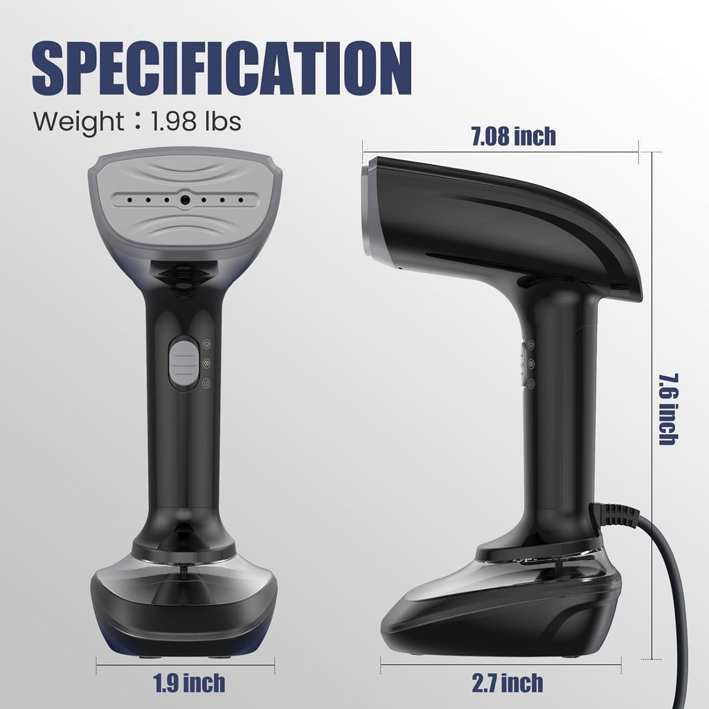 NTAYDZSW RX01 Handheld Garment and Fabric Steamer 1800 Watts - Black ...