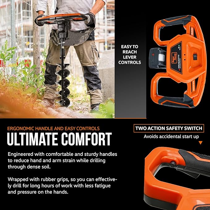 SuperHandy Earth Auger Power Head w/Steel 6"x30" Bit GUT150 - ORANGE/B ...