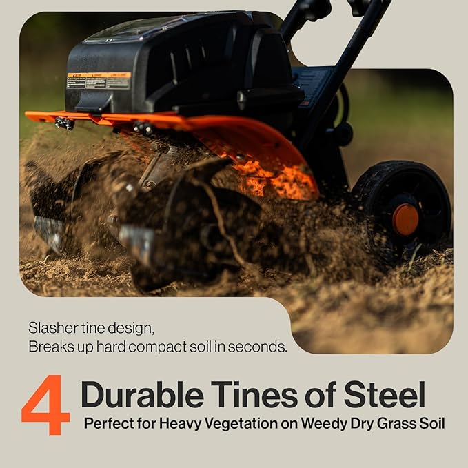 SuperHandy Electric Tiller-Cultivator 40V Li-on 14" Tilling 4 Tine - O ...