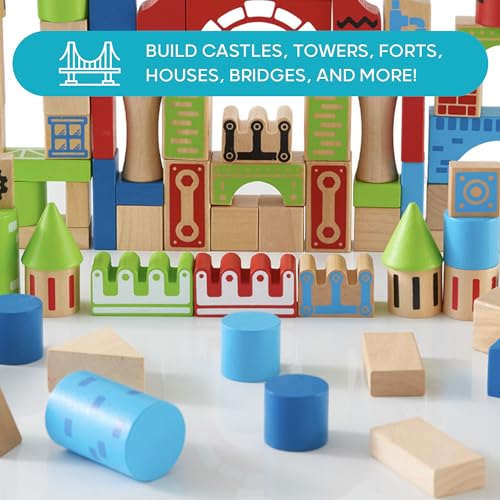 Discovery Wood Castle Blocks 80-Piece [Amazon Exclusives] Natural Wood ...