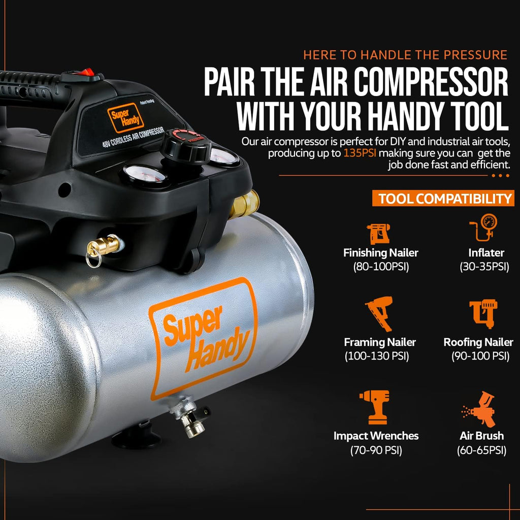 SuperHandy Portable Air Compressor, 2 Gal, 135 PSI - BLACK / ORANGE ...
