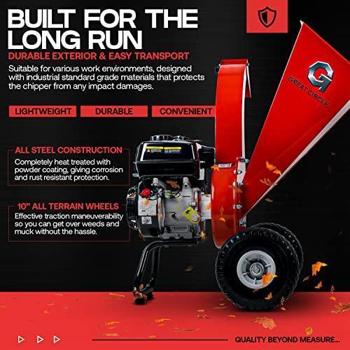 GreatCircleUSA Mini Wood Chipper & Shredder- 7HP 212CC Gas Engine 3" M ...