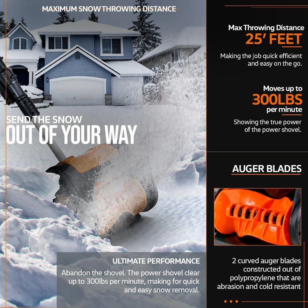 SuperHandy Electric Snow Thrower/Blower Shovel - 20V 2Ah Cordless Batt ...